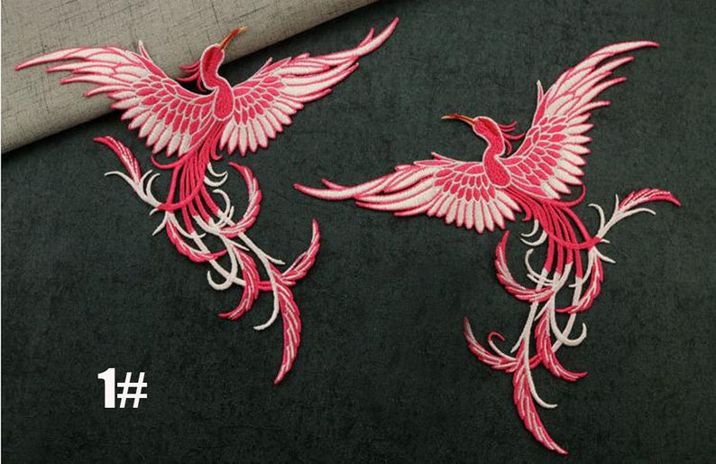 2 pieces solid Phoenix embroidery Lace Applique Patchbig size | Etsy
