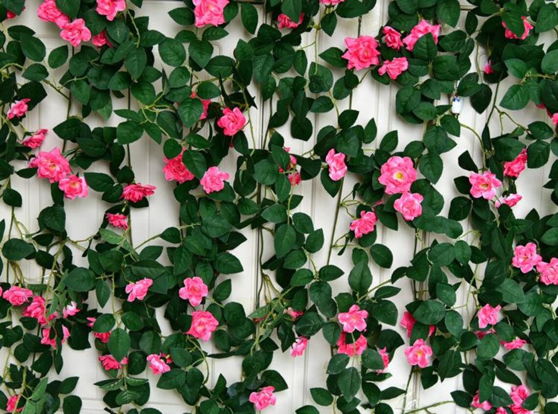 Pink Artificial Rose Vine Hanging Decoration for Home Wall - Etsy