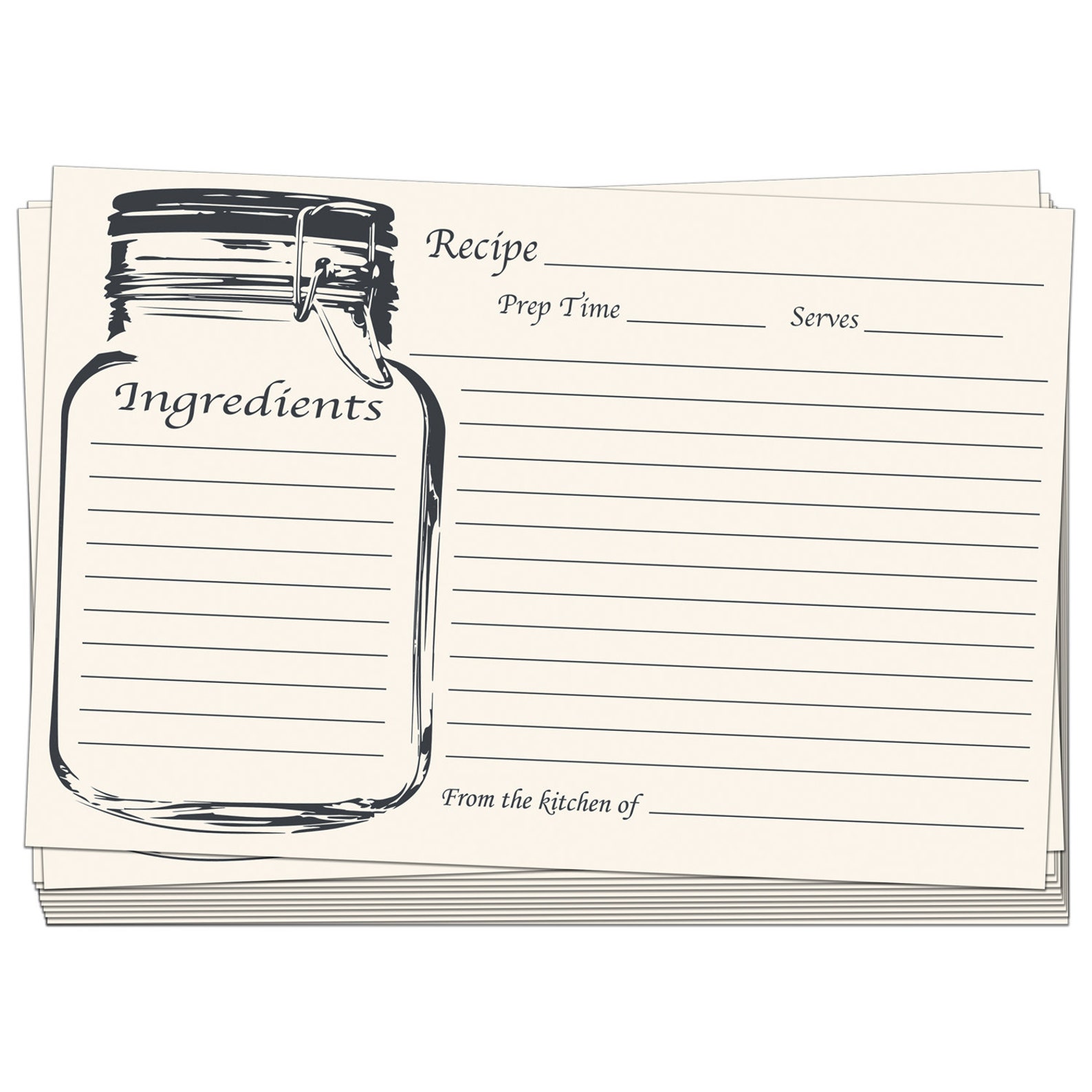 Recipe Cards 4 X 6 White Mason Jar Design Vintage - Etsy