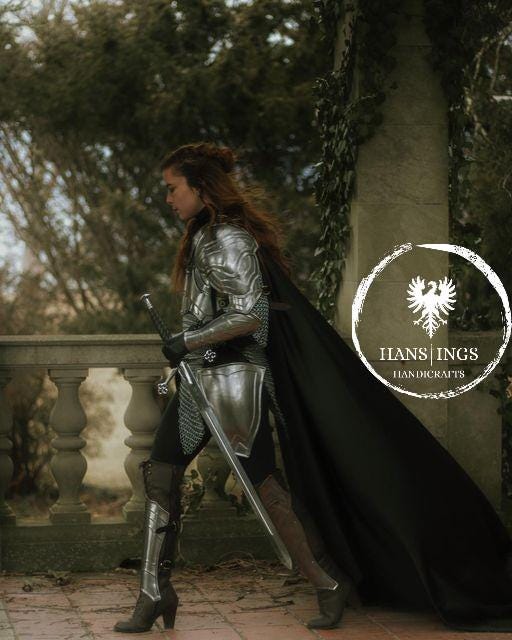Complete Lady Knight Armor Suit With Cloak/female Knight Full Armor ...