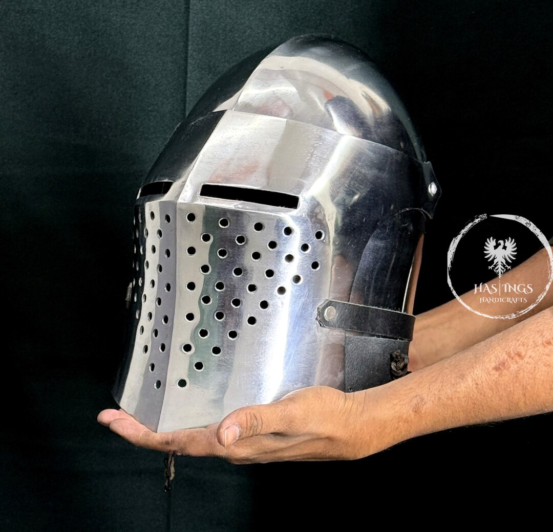 Medieval Bascinet Helmet Movable Visor Battle-ready European Armored Combat & Reenactment Helmet ...