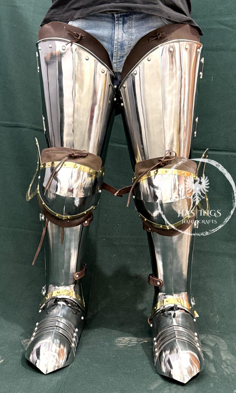Medieval Knight Full Steel Leg Armor With Sabatons - Gothic Steel Leg ...