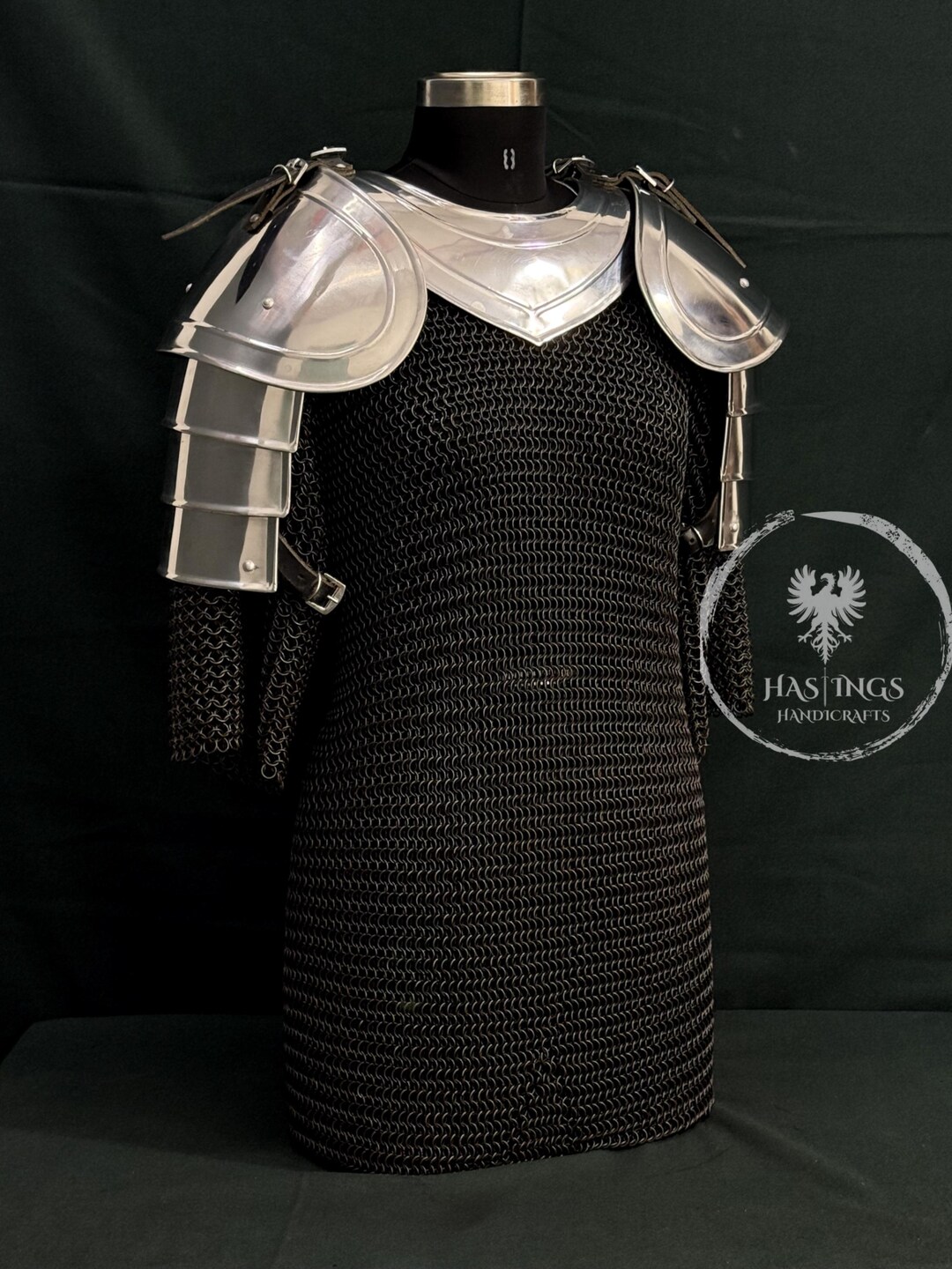 Lady Knight Chainmail Armor/women's Black Chainmail/steel Pauldrons and Gorget With Chainmail ...