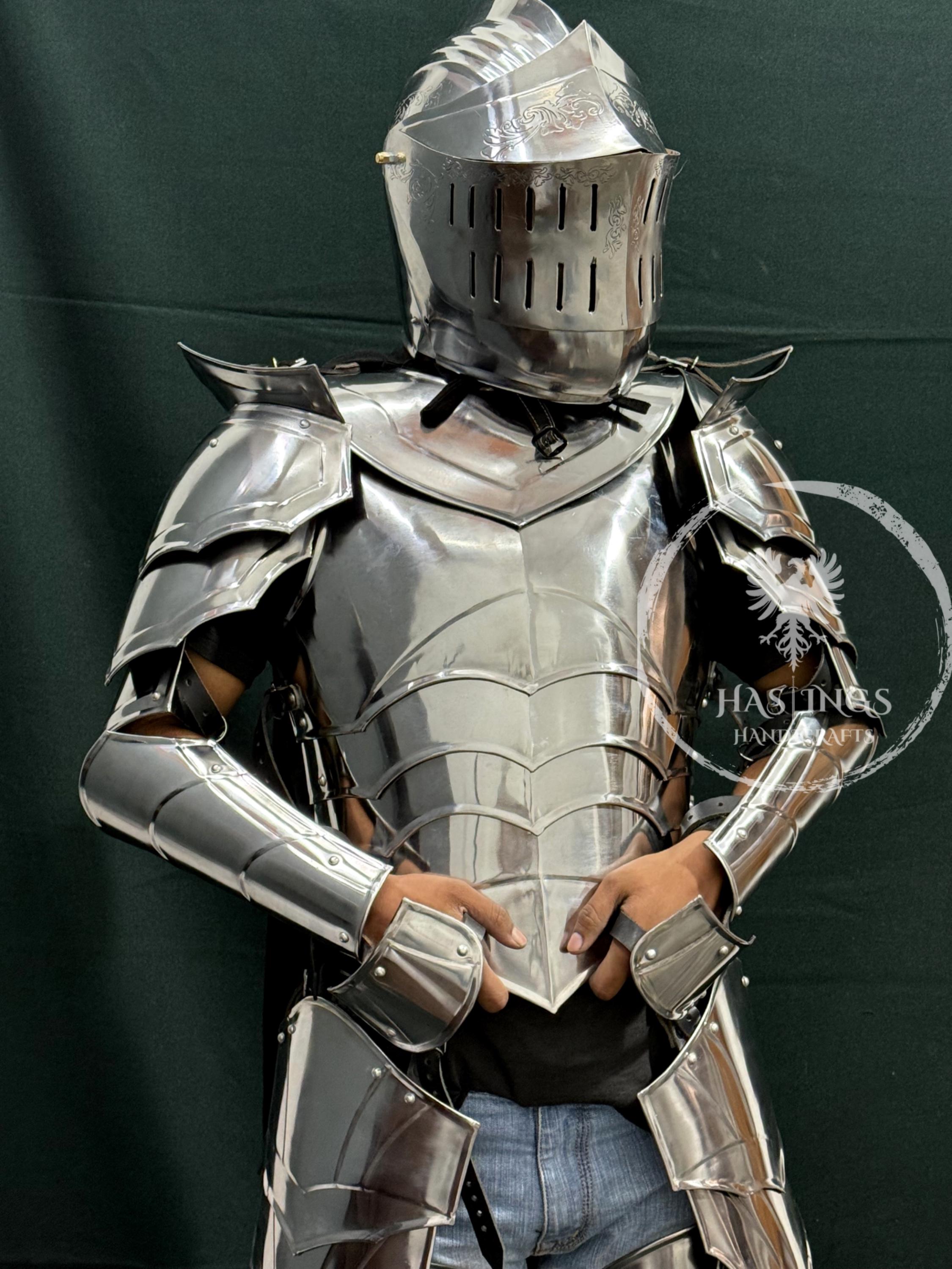 Full Body Lady Knight Armor Suit With Black Cape/women’s Knight Costume ...