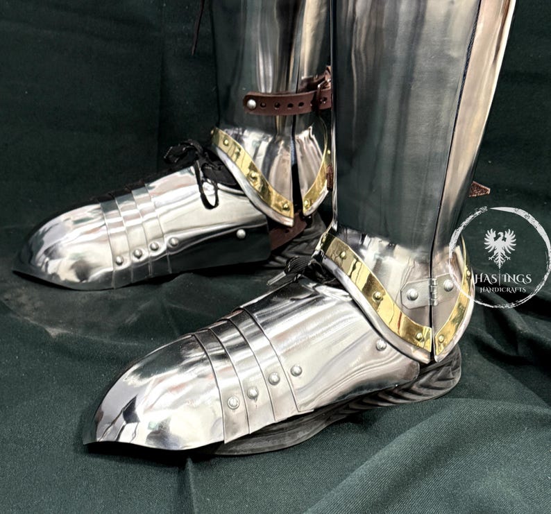 Medieval Knight Full Steel Leg Armor With Sabatons - Gothic Steel Leg ...