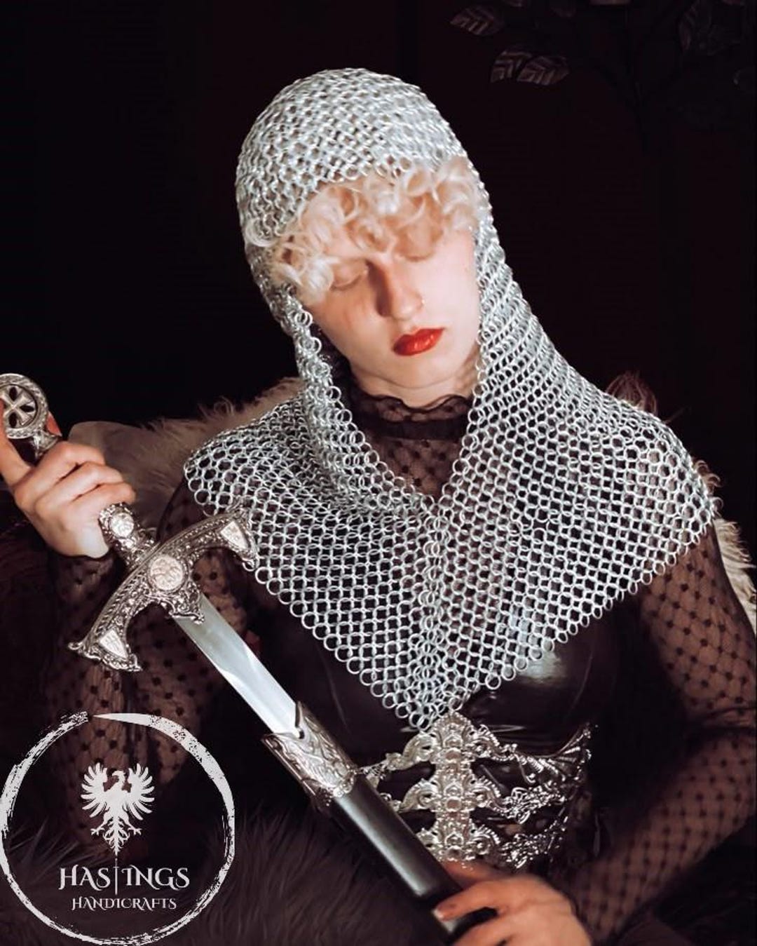 Lady Knight Chainmail Hood Aluminum Butted - Female Knight Chainmail ...