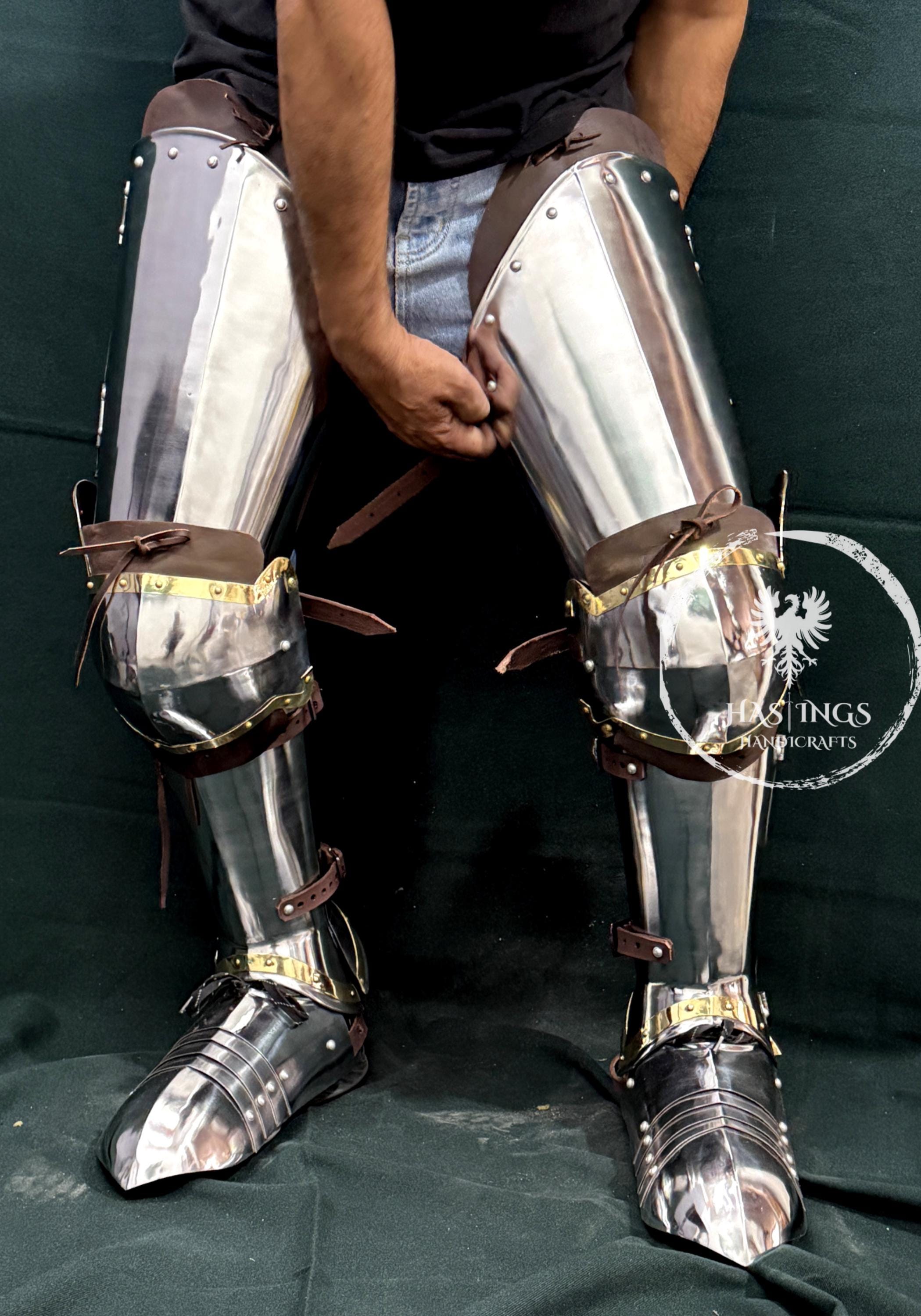 Medieval Knight Full Steel Leg Armor With Sabatons - Gothic Steel Leg ...