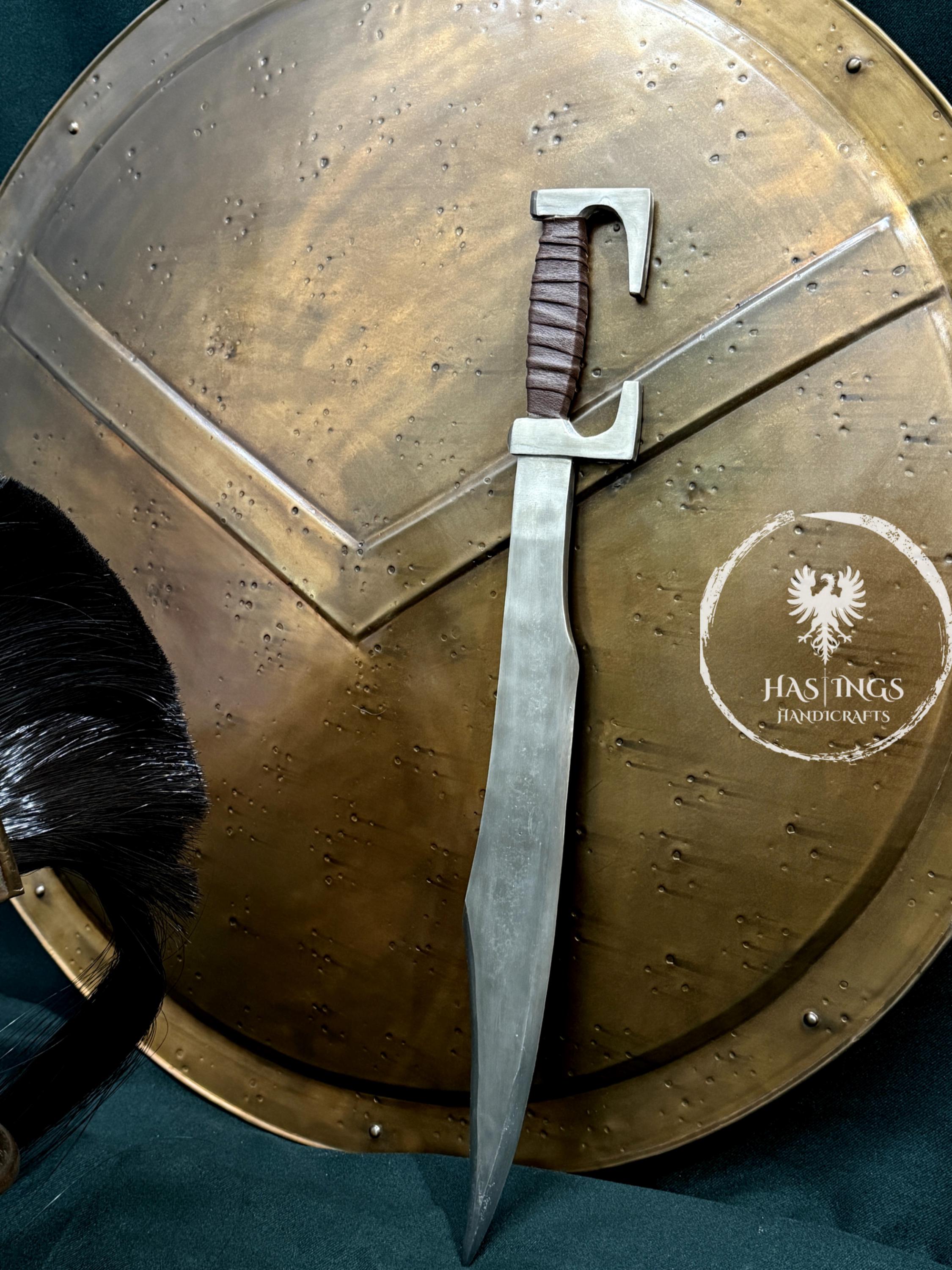 Medieval Spartan War Battle-damaged Helmet/spartan Shield & Sword/greek ...