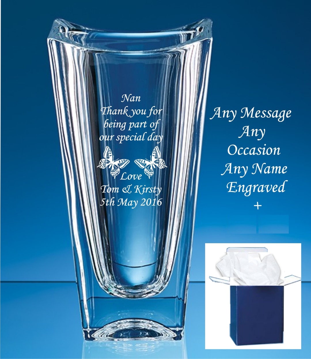 Personalized Crystal Vase: Engraved Wedding, Retirement, Valentine's ...