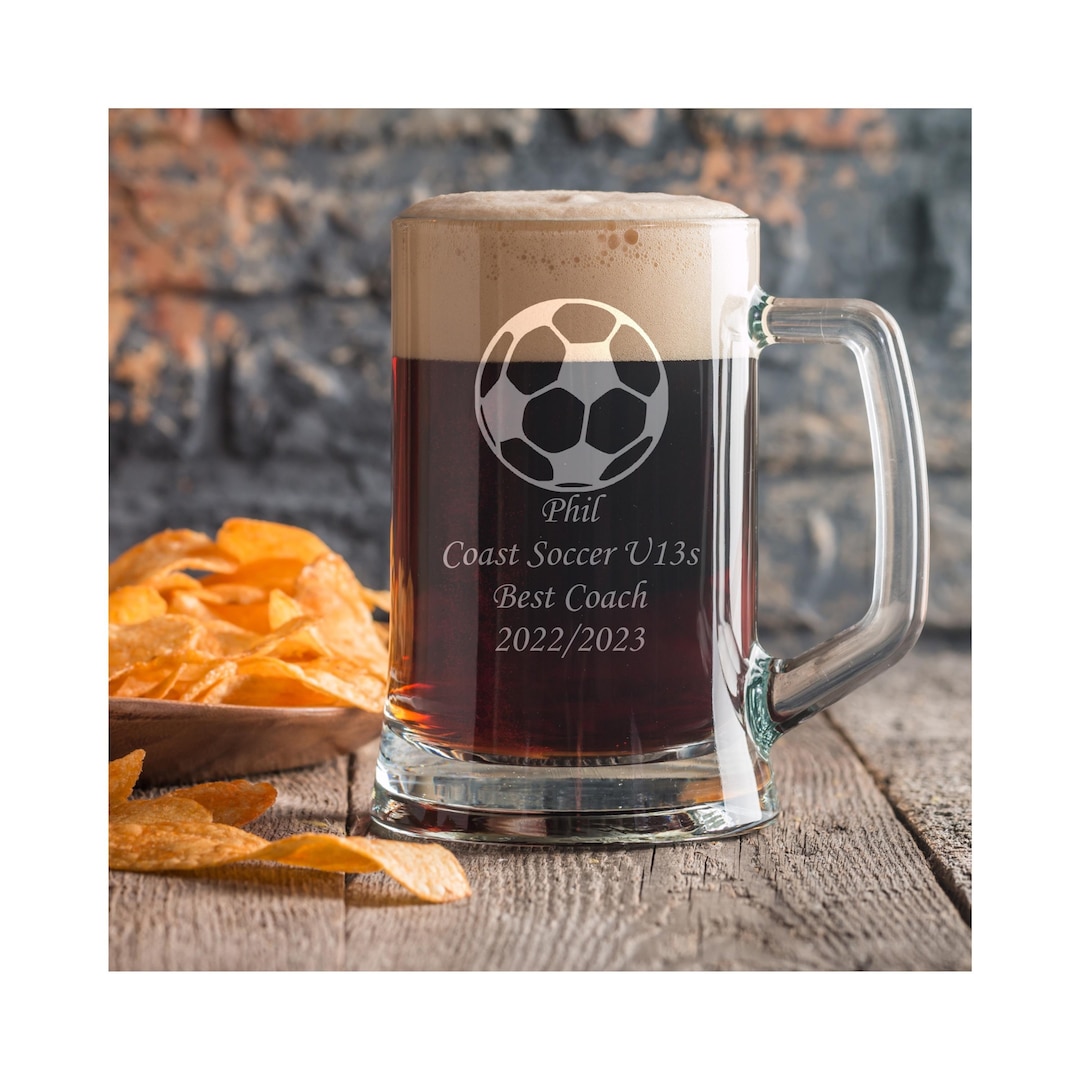 Personalised Football Tankard Beer Glass Engraved Gift Coach ...