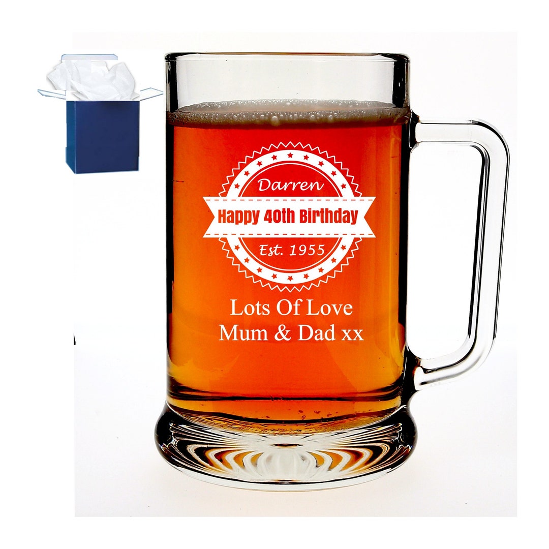 Personalised Tankard Glass Personalized Birthday Gift for Him Men ...