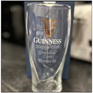 Personalised Engraved Pint Guinness Glass, Perfect for Any Guinness ...