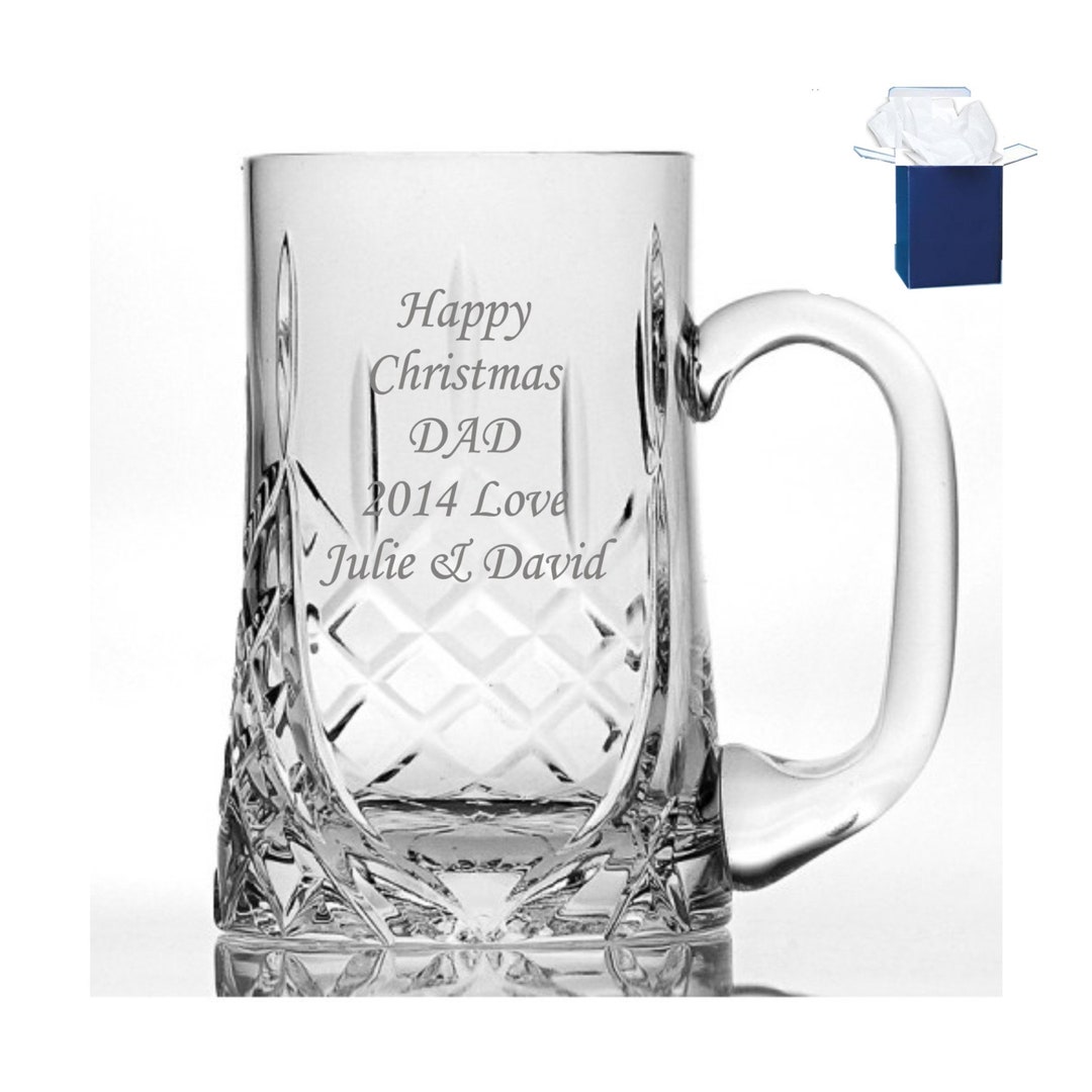 Personalised Crystal Beer Tankard Engraved Glass Gift, Thank You ...