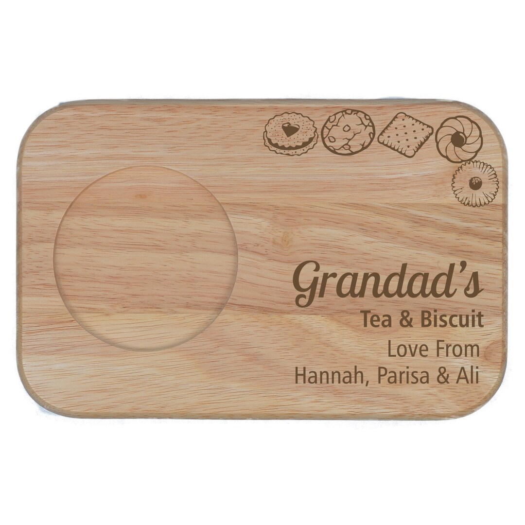 Custom Engraved Wooden Tea & Biscuit Board - Personalised Beer Serving ...
