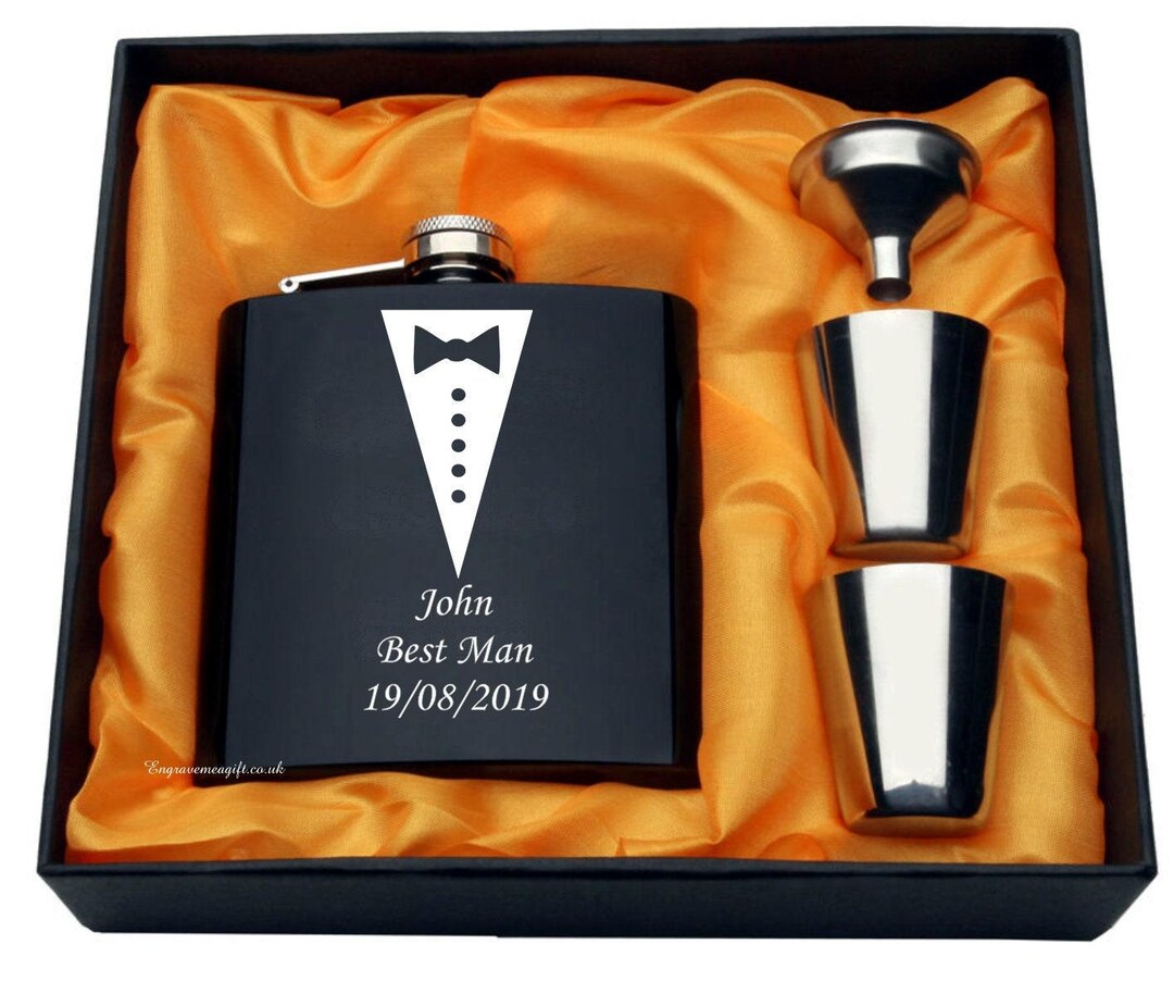 Personalised Groomsman Flask Wedding Gift Best Man Favor Bachelor Party ...