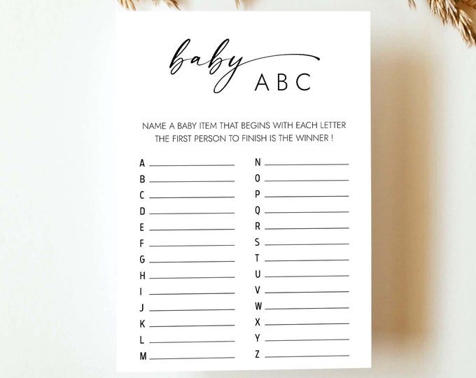 Woodand Baby Shower Game ABC Baby Shower Game Baby Item Game Instant ...