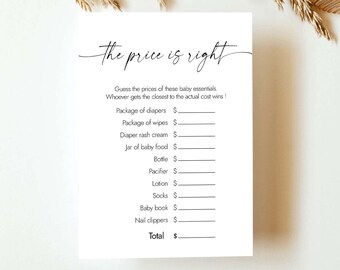 The Price is Right Baby Shower Game, Guess the Price Printable Game ...