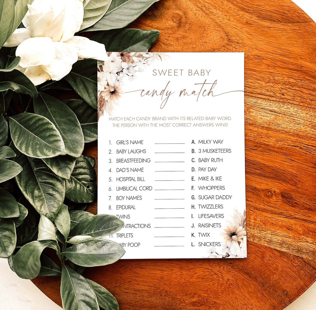 Sweet Baby Candy Match Game Boho Baby Shower Candy Game Printable ...