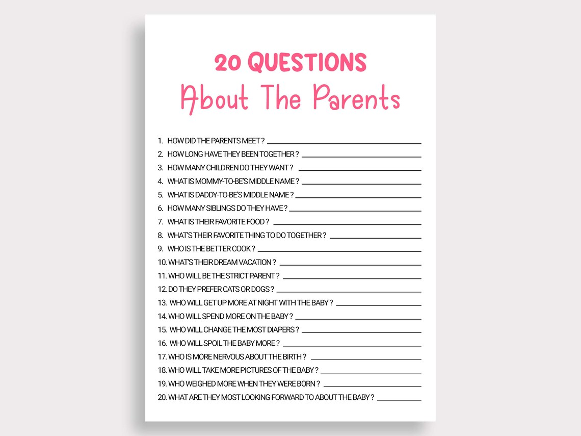 20 Questions About the Parents Who Knows the Parents Best Pink - Etsy