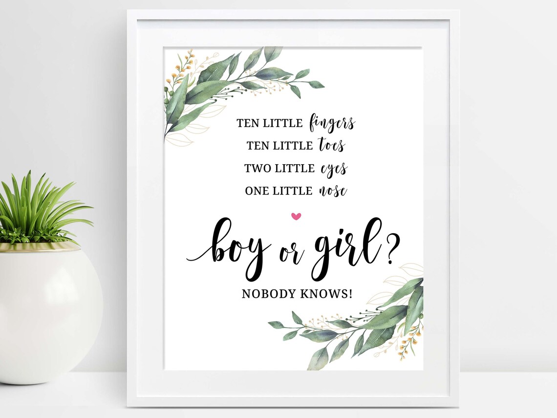 Boy or Girl Baby Shower Sign, Gender Reveal Decor, Gender Neutral ...