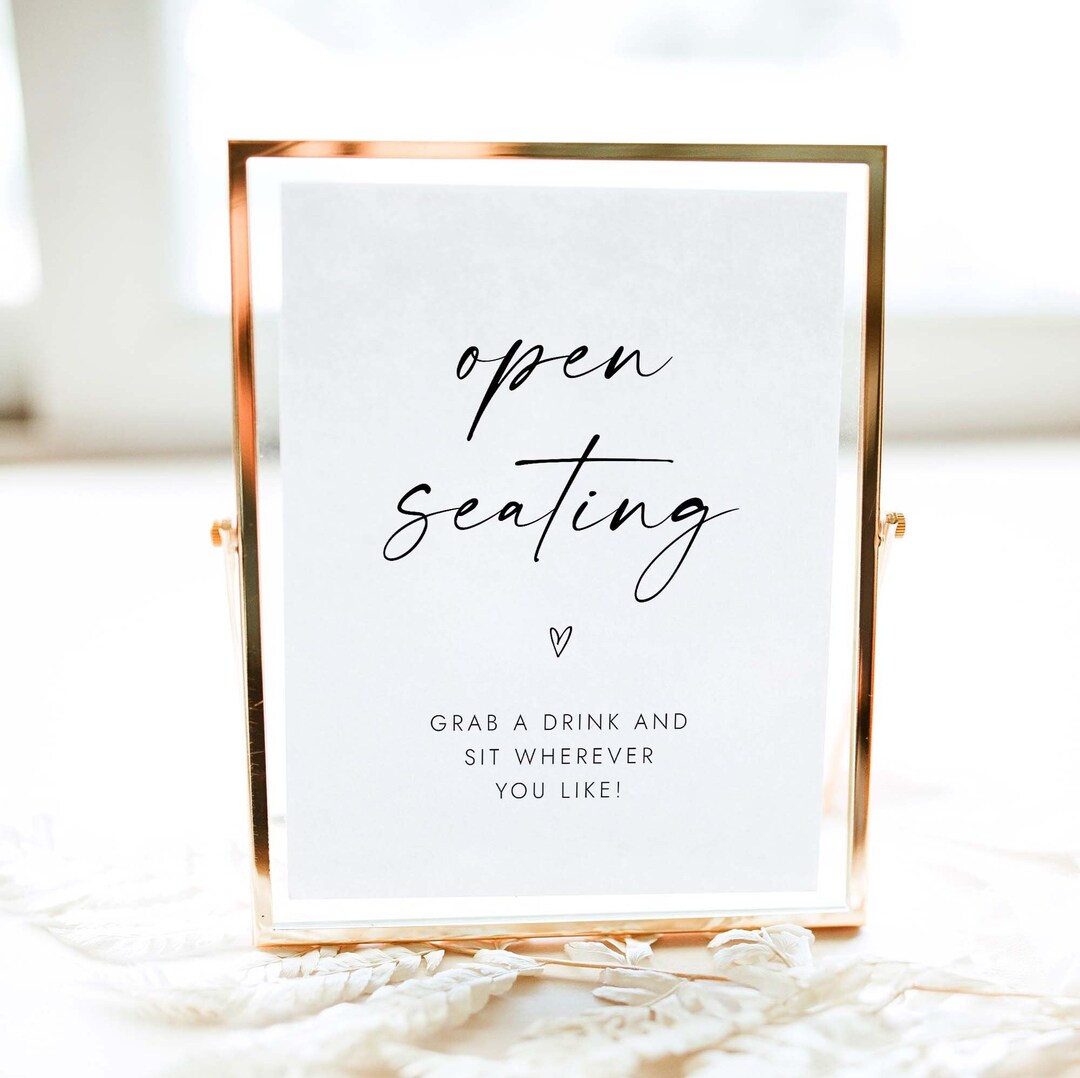 Minimalist Open Seating Sign Template Wedding Find Your Seat Sign ...