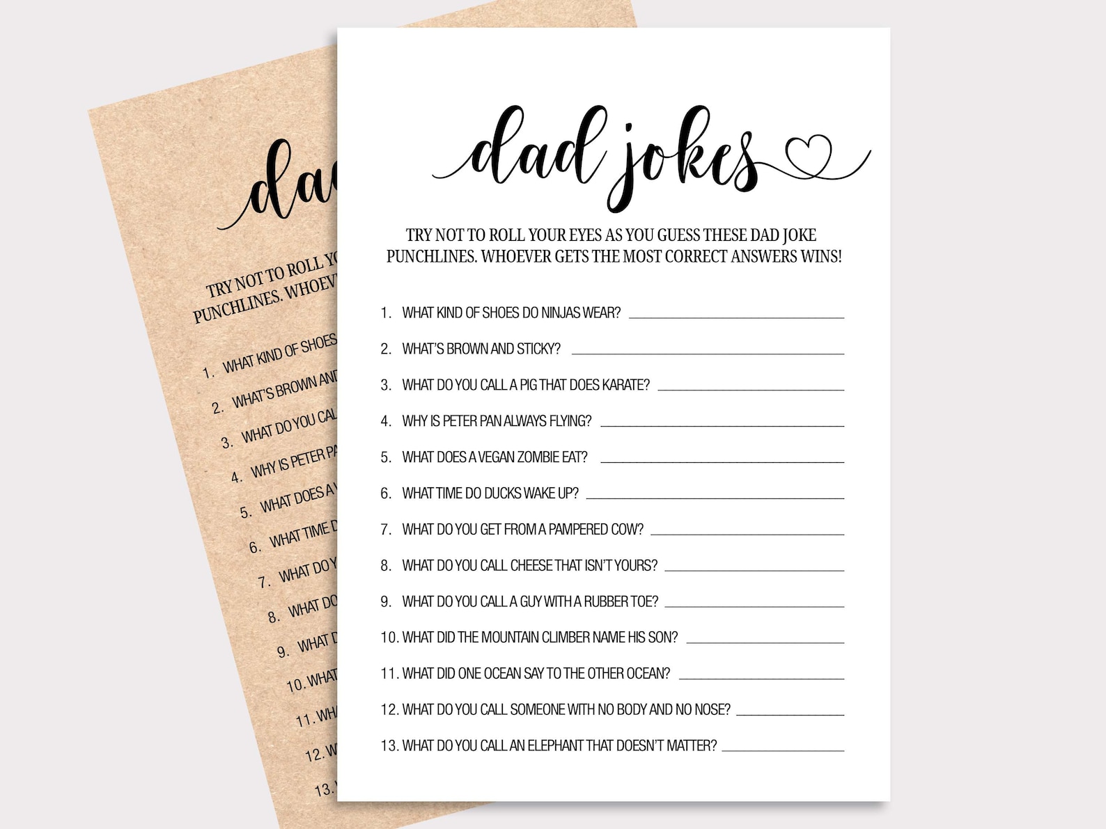 Dad Jokes Game Joke Trivia Game Greenery Baby Shower Games Funny Baby ...