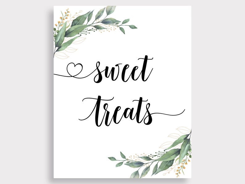 Sweet Treats Sign Desserts Table Sign Treat SignGreenery | Etsy