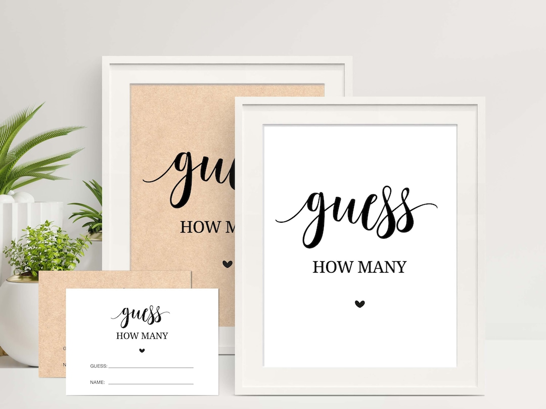 Guess How Many Sign Guess How Many Game Signs Rustic Baby Showe Games ...