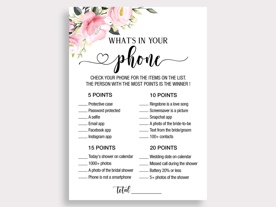 Printable Phone Game What's in Your Phone Game What is - Etsy