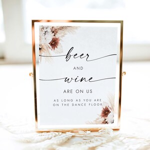 Beer and Wine Are on Us Sign Wedding Open Bar Sign Alcohol Sign Wedding ...
