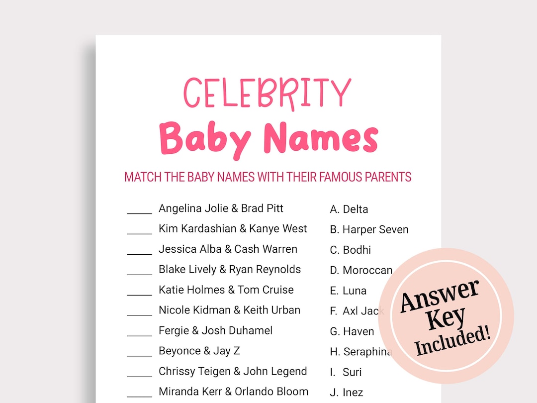 Celebrity Baby Name Game Baby Name Match Game Celebrity Parent Match ...