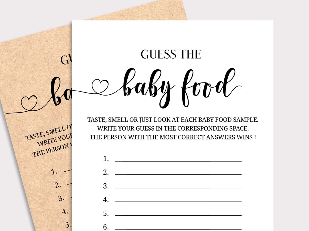 Guess the Baby Food Game, Taste Smell Food Baby Shower Game, Baby Food ...