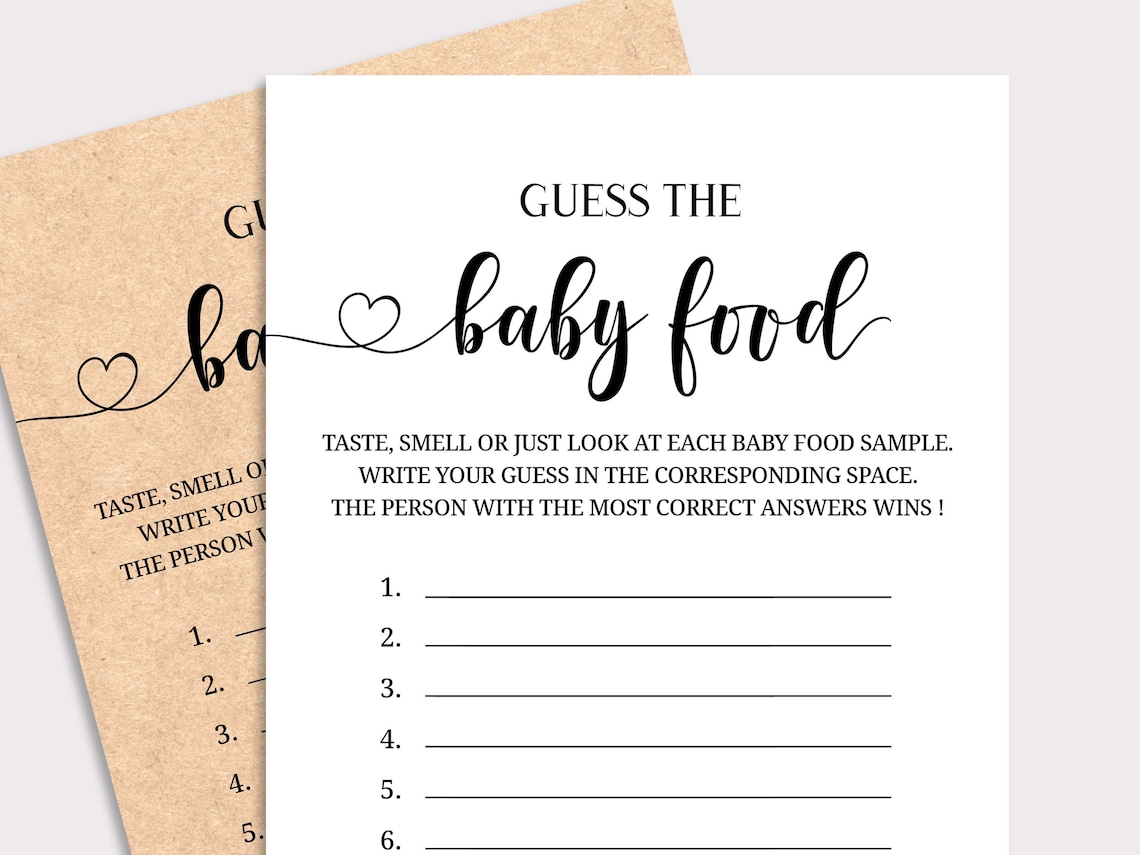 Guess the Baby Food Game, Taste Smell Food Baby Shower Game, Baby Food ...