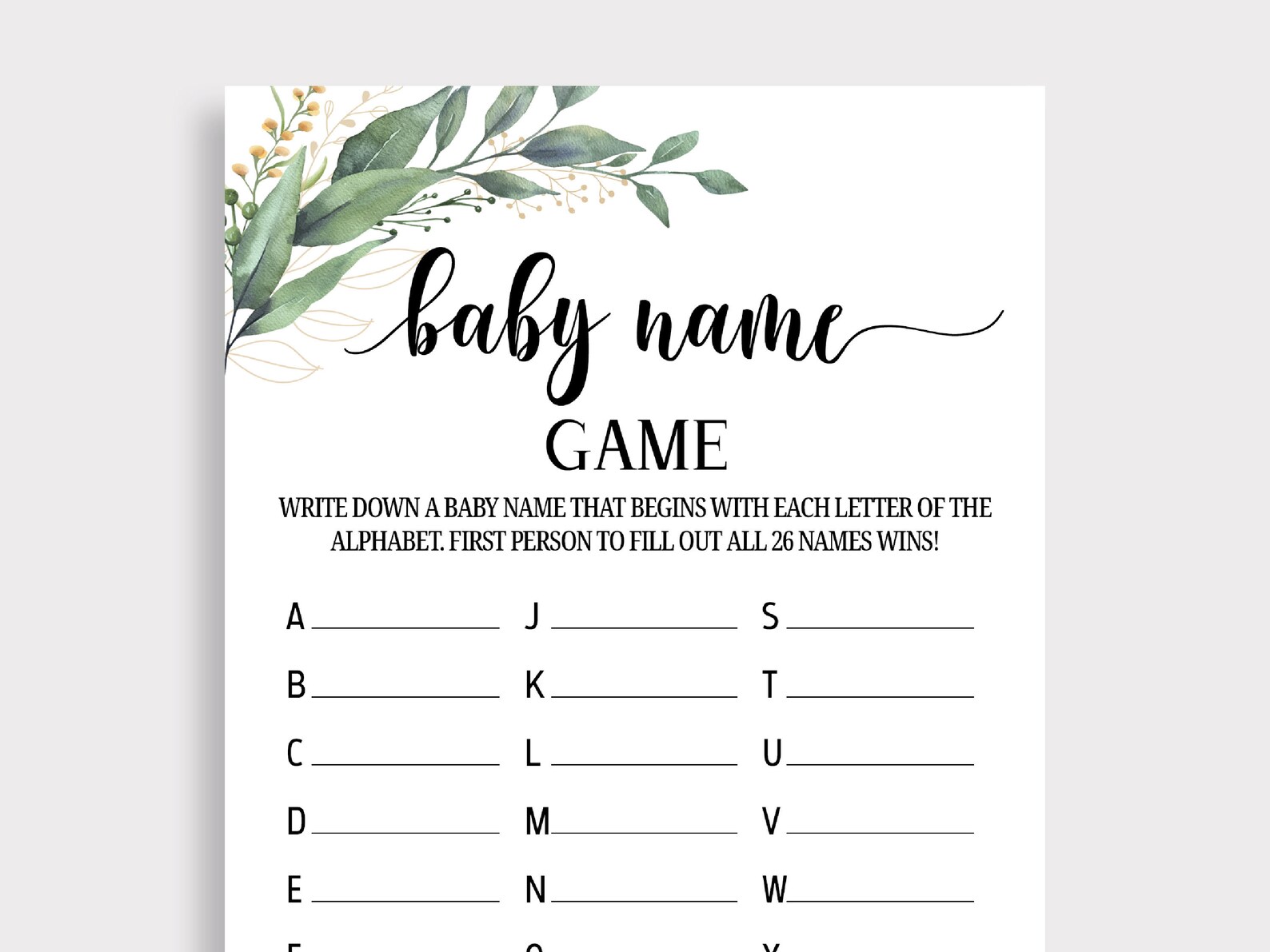 Baby Name Game Baby Alphabet Game A Z Baby Name Game ABC - Etsy