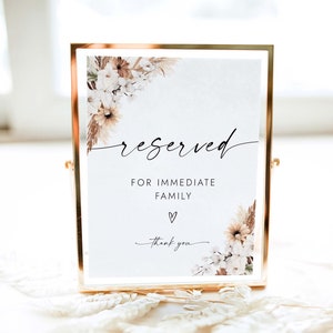 Wedding Reserved Seating Sign Reserved Table Sign Reserved for Family ...