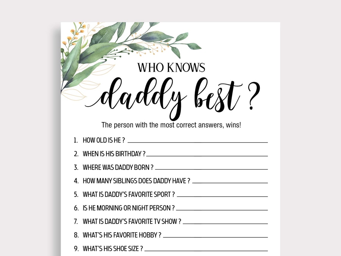 Who Knows Daddy Best Game, How Well Do You Know the Daddy, Daddy Quiz ...