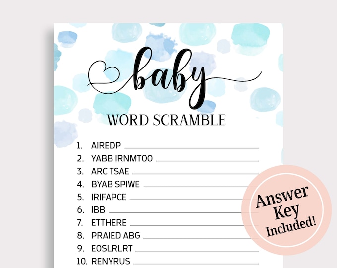 Baby Word Scramble Game Baby Word Puzzle Blue Scrambled Baby - Etsy