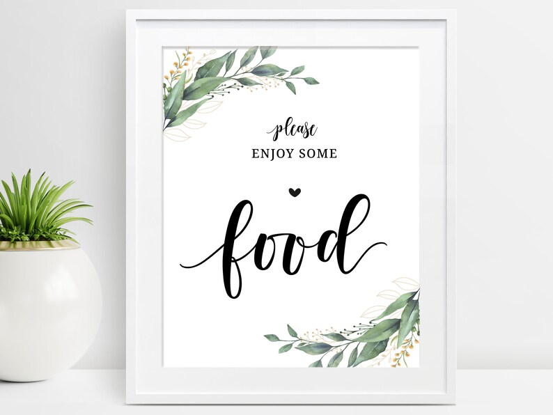 Food Sign Printable Enjoy Some Food Sign Greenery Food Table - Etsy