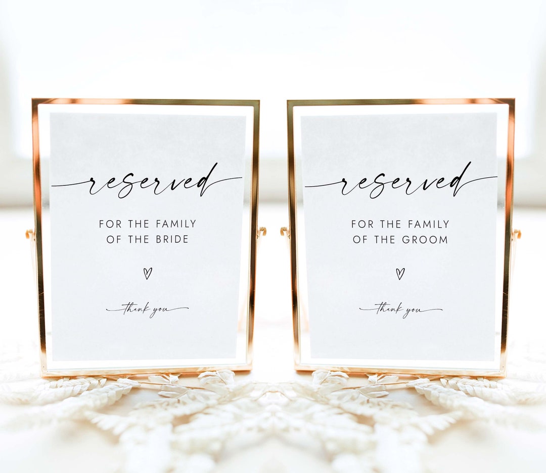 Wedding Reserved Signs Minimalist Reserved Sign Minimalist Reserved ...