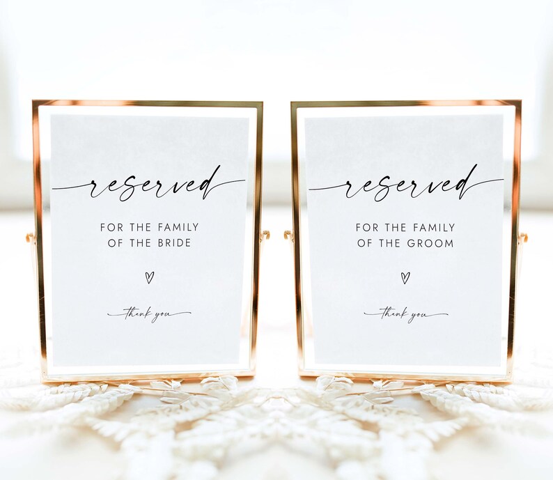 Wedding Reserved Signs Minimalist Reserved Sign Minimalist - Etsy