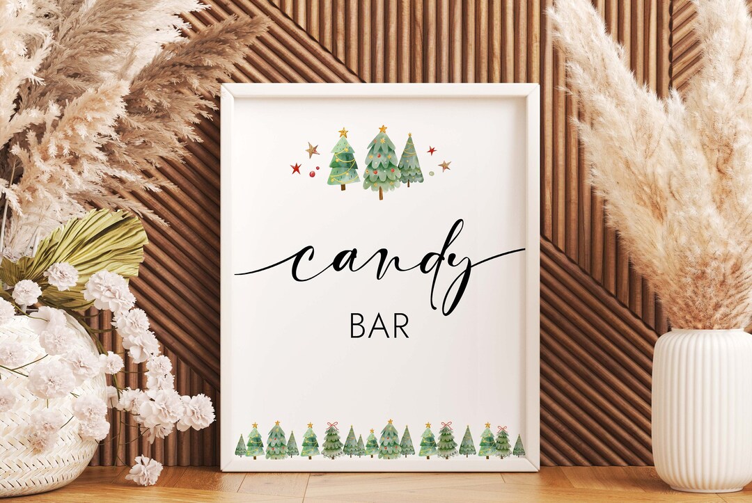 Christmas Candy Bar Sign Candy Buffet Sign Dessert Bar Sign Pine Tree ...