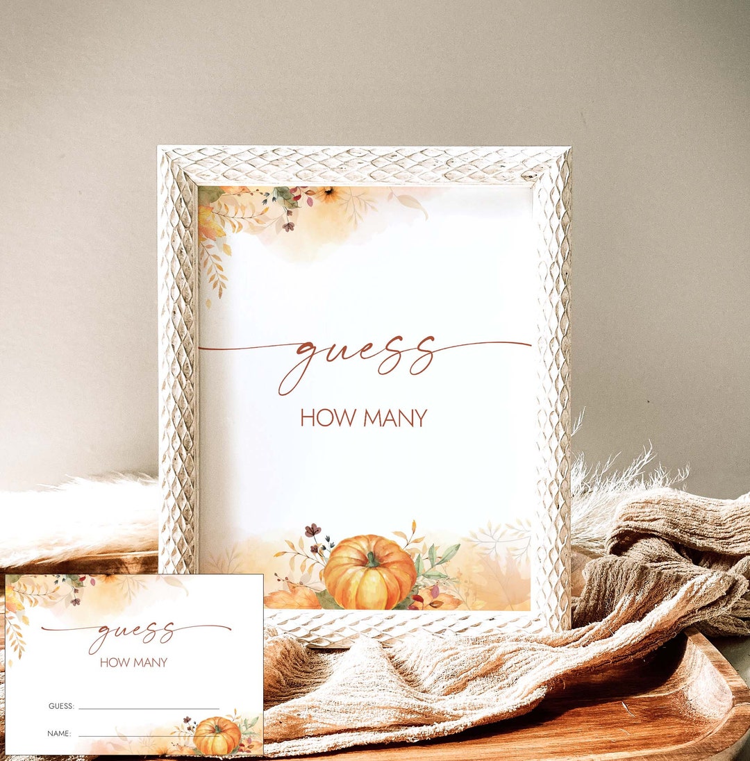 Pumpkins Baby Shower Game Guess How Many Game Sign Fall Baby Shower ...