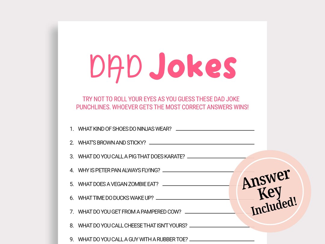 Dad Jokes Baby Shower Game Printable Dad Jokes Game Trivia Game Funny ...