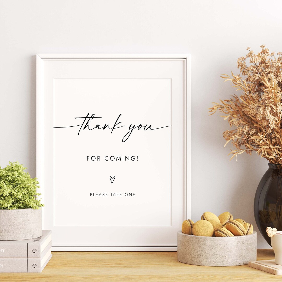 Thank You for Coming Sign Please Take One Sign Minimalist Wedding Thank ...