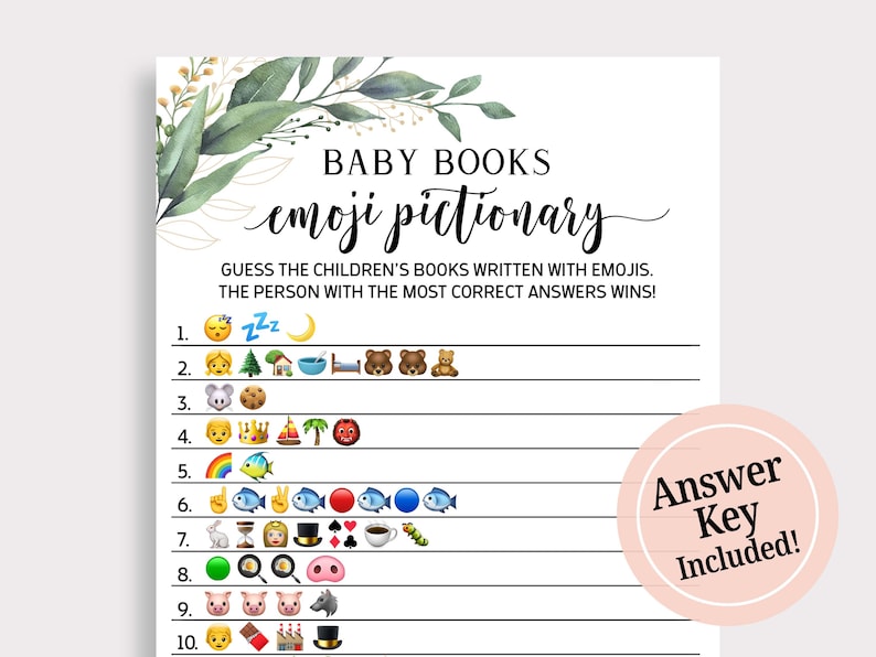 Baby Books Emoji Pictionary Game Baby Shower Baby Books Game - Etsy