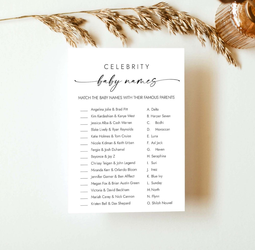 Celebrity Baby Names Game Celebrity Baby Name Celebrity Baby Shower ...