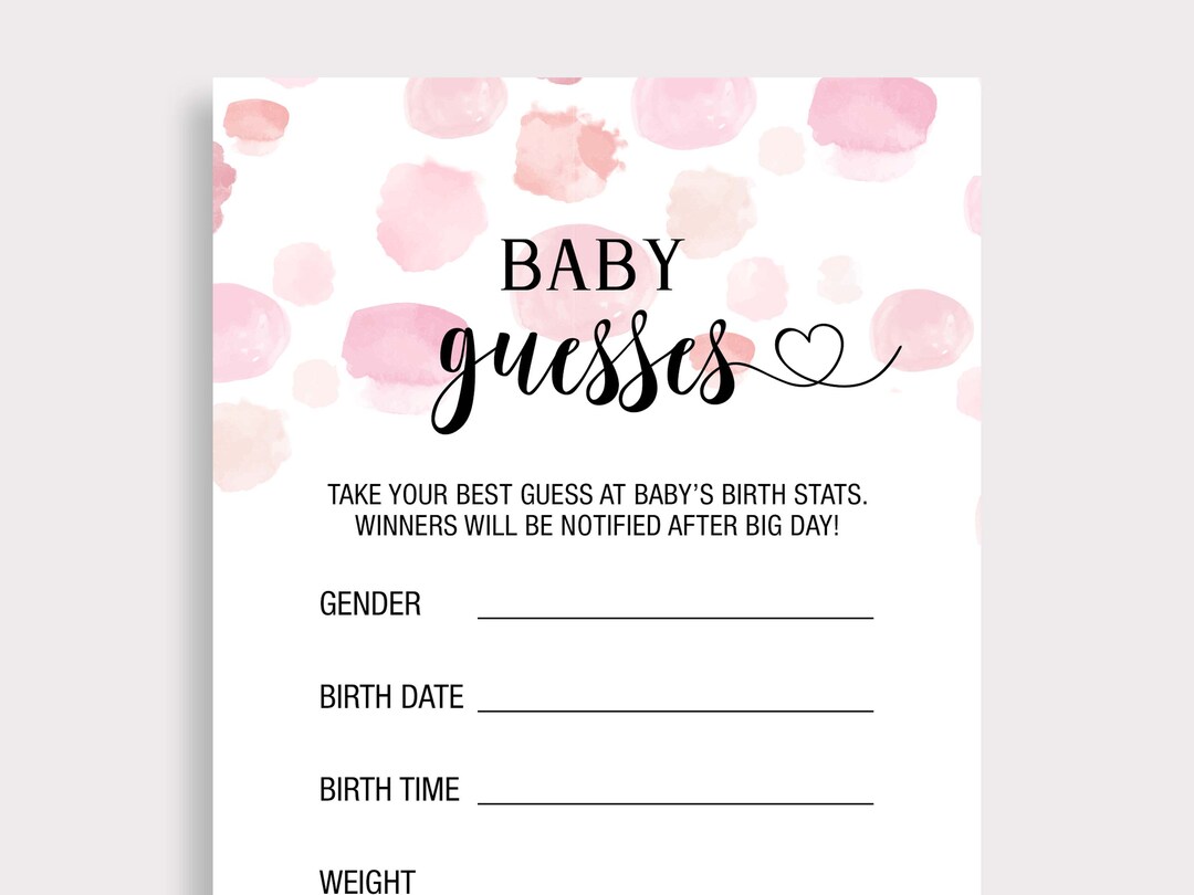 Baby Shower Guesses Card Baby Predictions Guess Boy or Girl Guess Baby ...