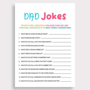 Dad Jokes Baby Shower Game Printable Dad Jokes Game Trivia Game Gender ...