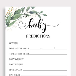 Baby Shower Predictions Card Baby Predictions Guess the Baby's Gender ...
