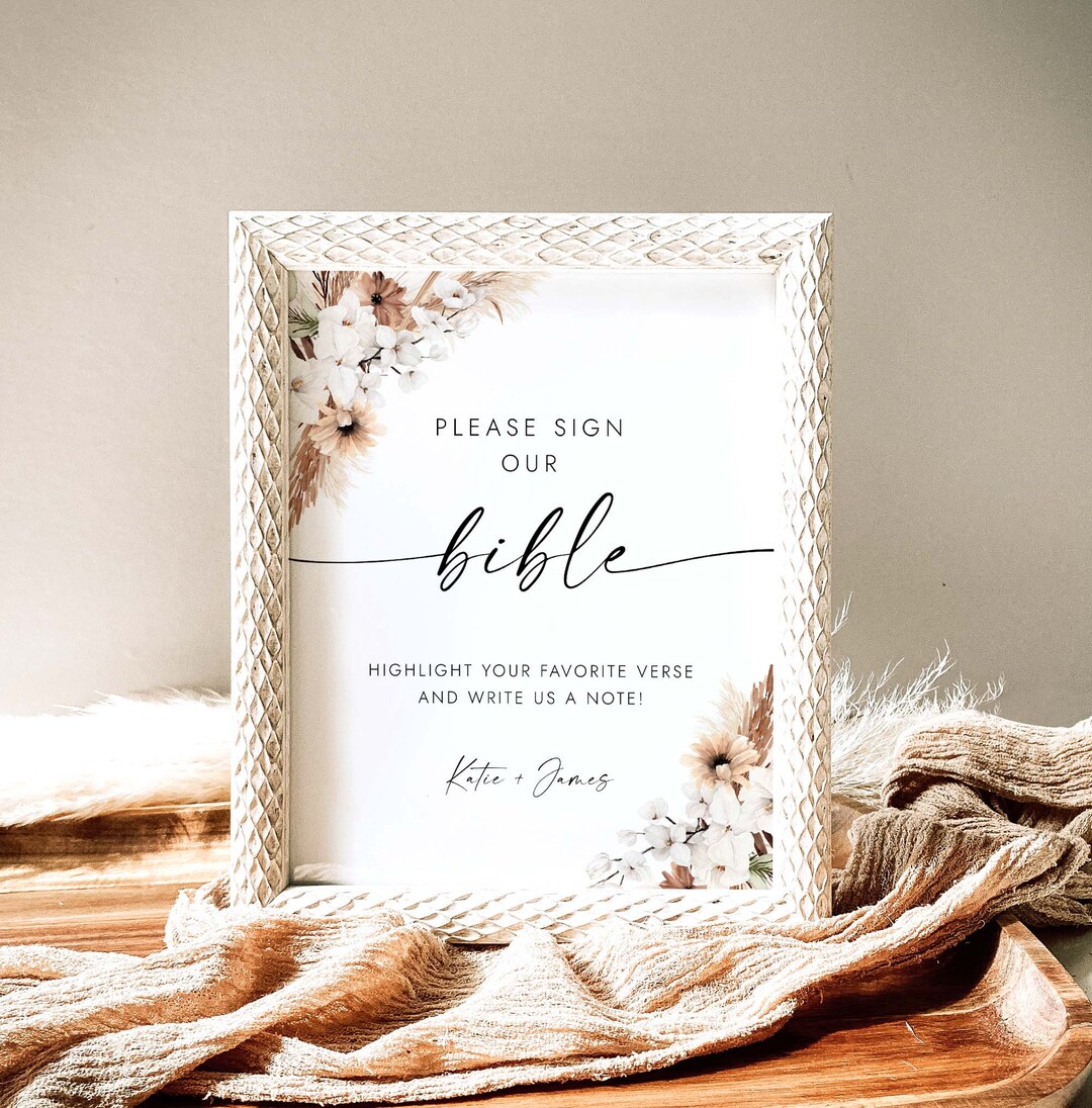 Please Sign Our Bible Guestbook Sign Boho Wedding Bible Sign Bohemian ...